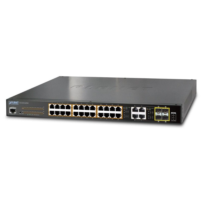 Switch Planet 24-Port 10/100/1000T 802.3at PoE + 4-Port Gigabit TP/SFP ...